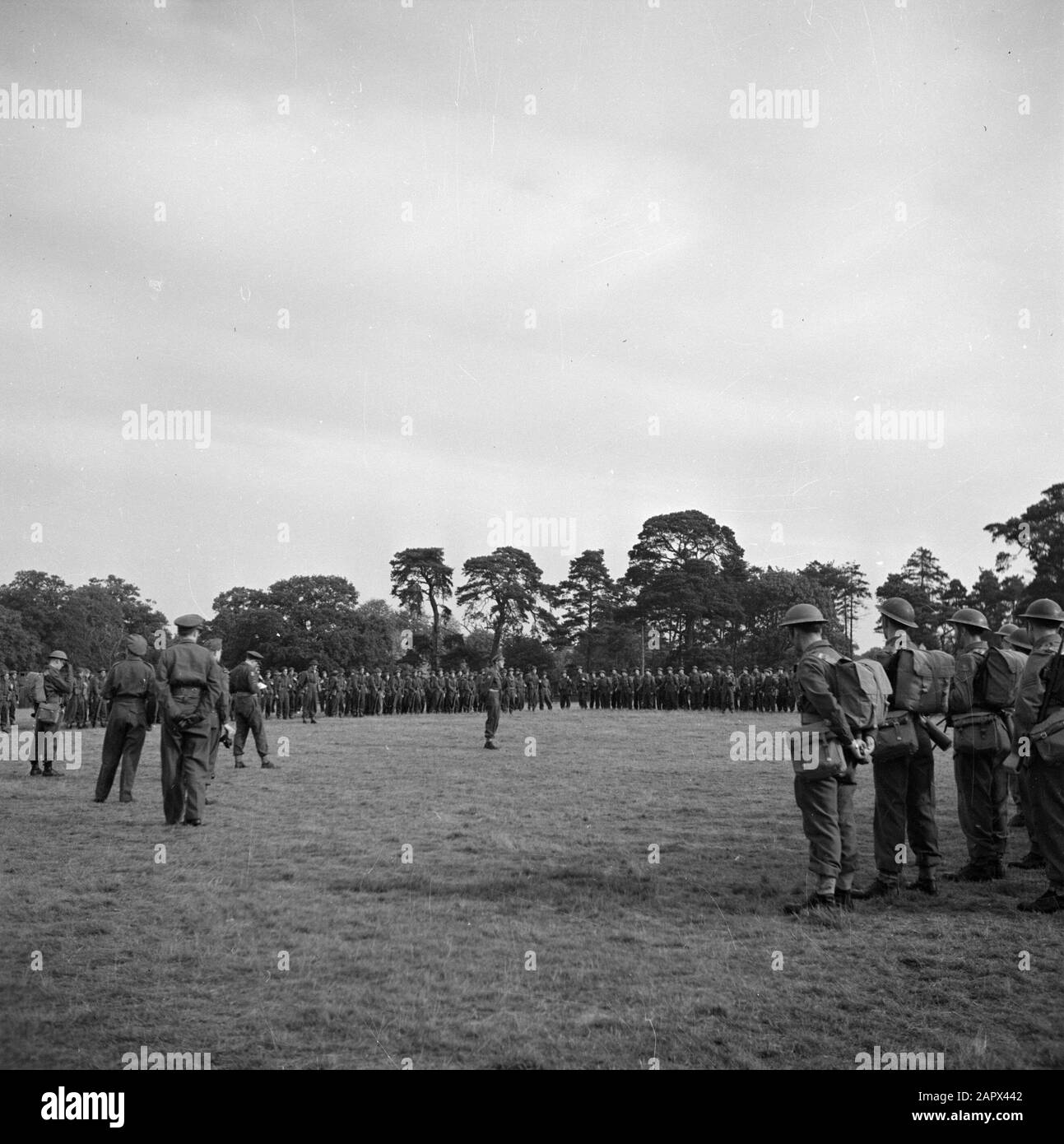 Prince Bernhard visits Dutch troops at their army base in Great Britain ...