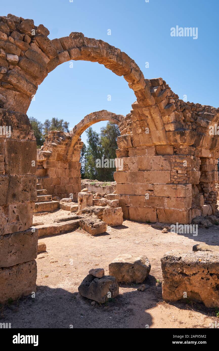 The arches of Saranta Kolones castle – the medieval fortress built on ...