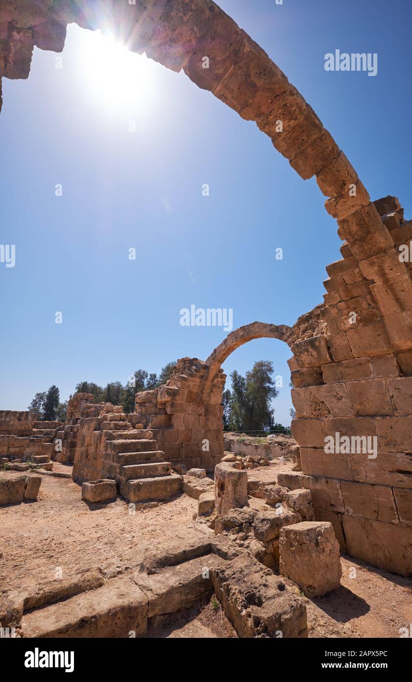 The arches of Saranta Kolones castle – the medieval fortress built on ...