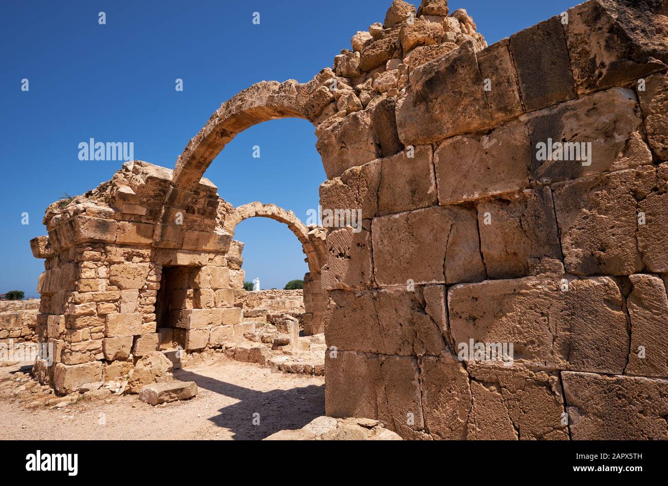 The arches of Saranta Kolones castle – the medieval fortress built on ...