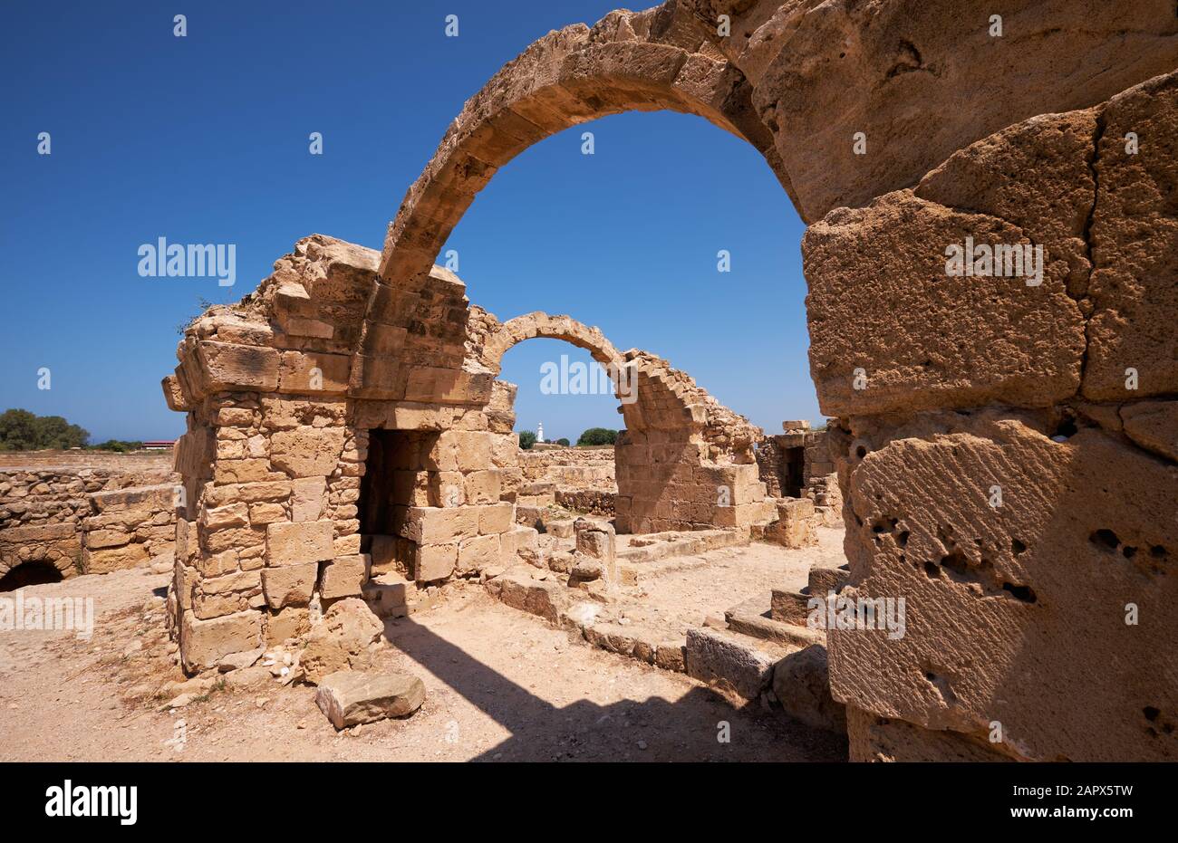 The arches of Saranta Kolones castle – the medieval fortress built on ...