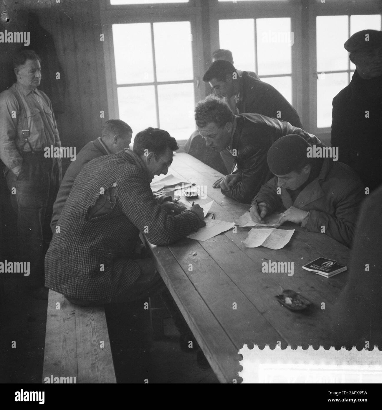 Construction workers on strike Black and White Stock Photos & Images ...