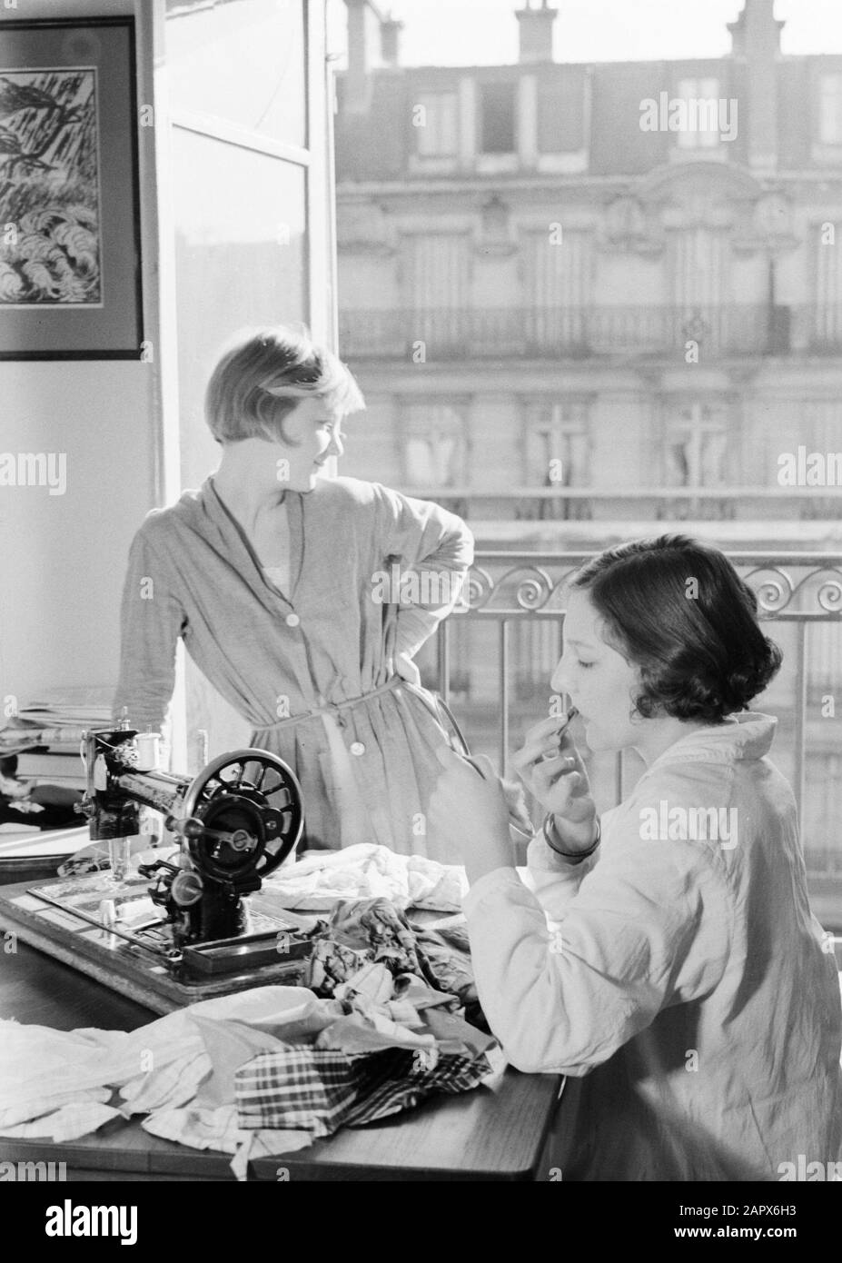 Midinettes [Hans en Renée] Renée (left) and Hans behind a sewing ...