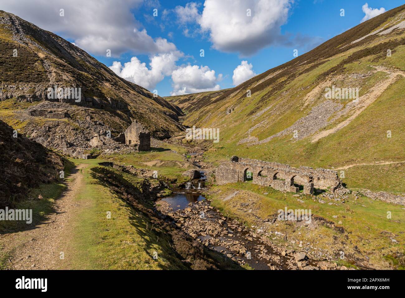 The remains of Blakethwaite Smelt Mill near Gunnerside, North Yorkshire ...