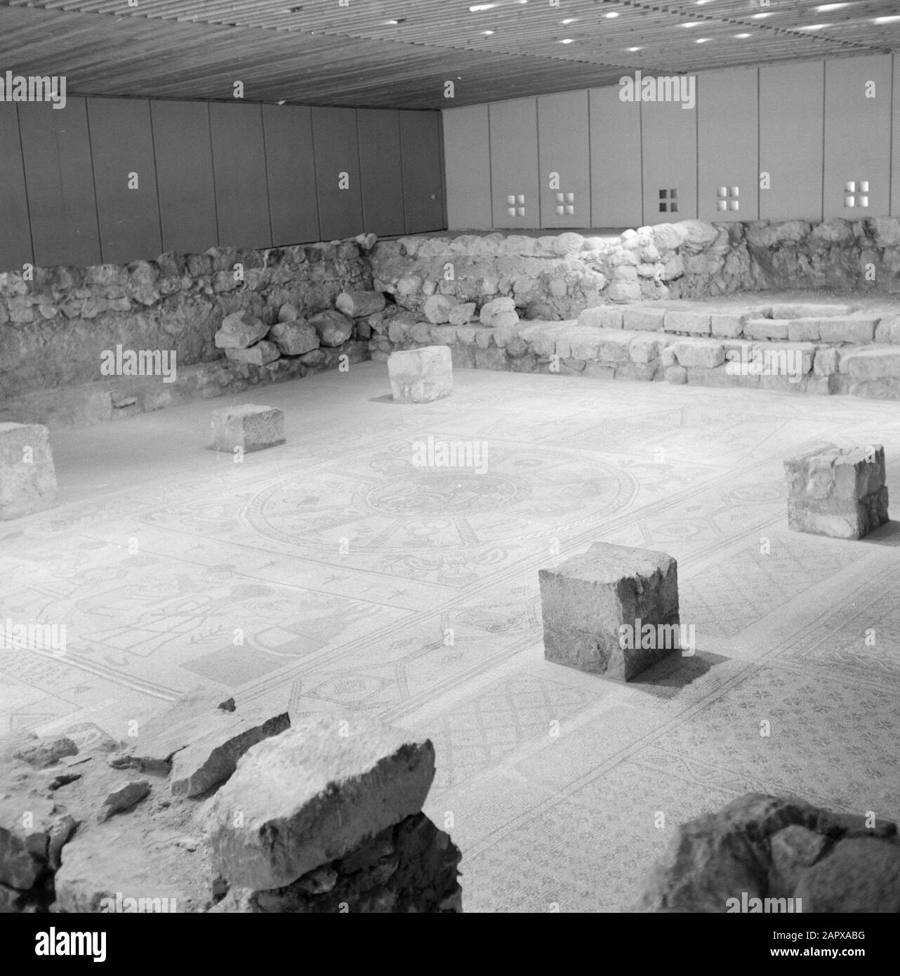 Israel 1964-1965: Beit Alpha, synagogue Ruin with mosaic floor of a ...