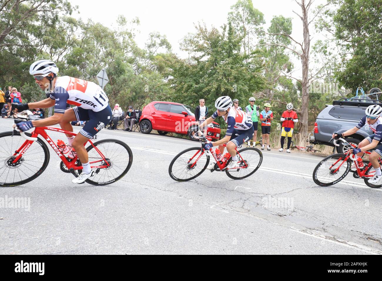 Riders competing on Stage 3 of the 2020 Tour Down Under cycling race ...