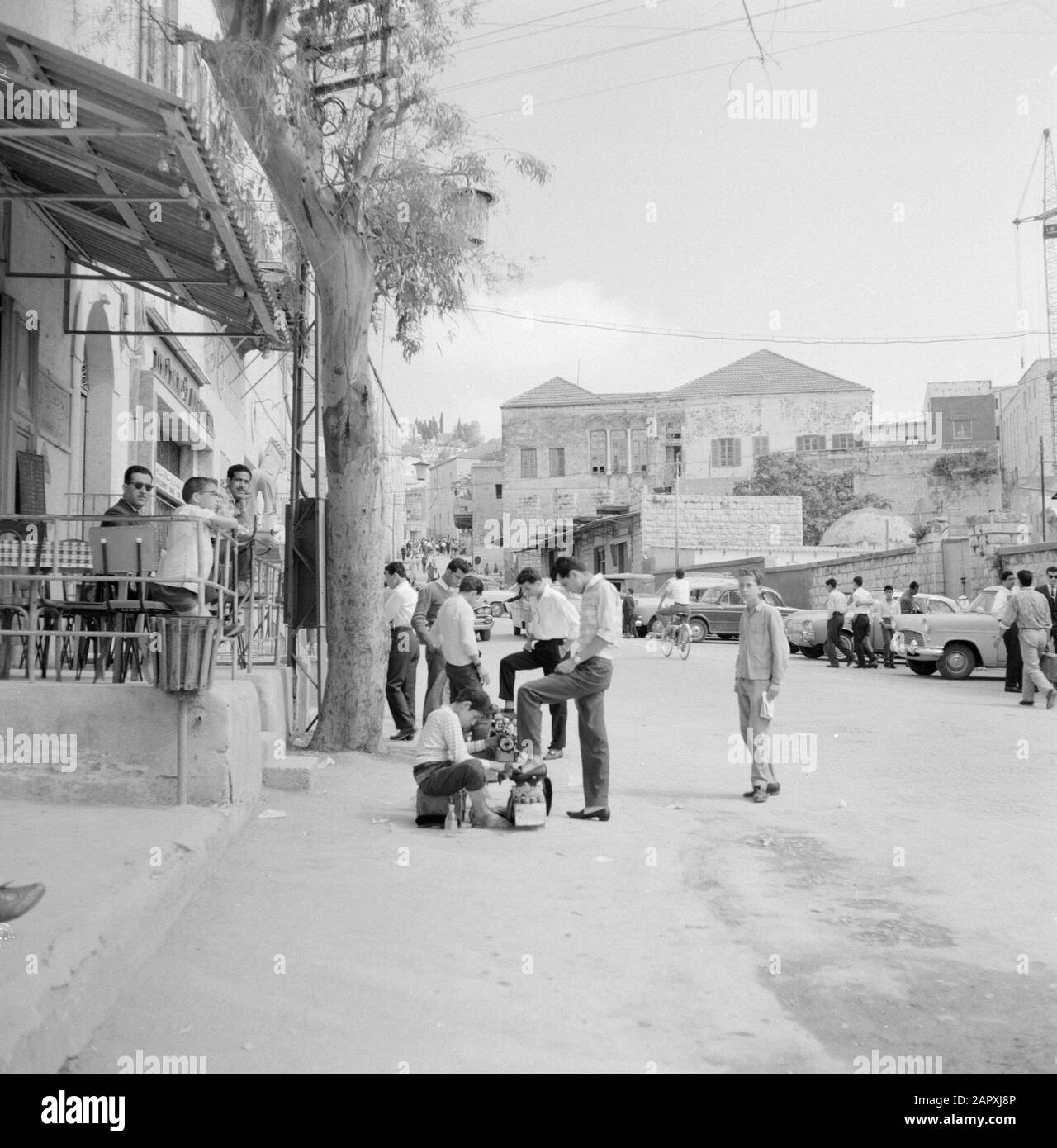 Israel: Nazareth Street with in the foreground a shoeshine with a ...