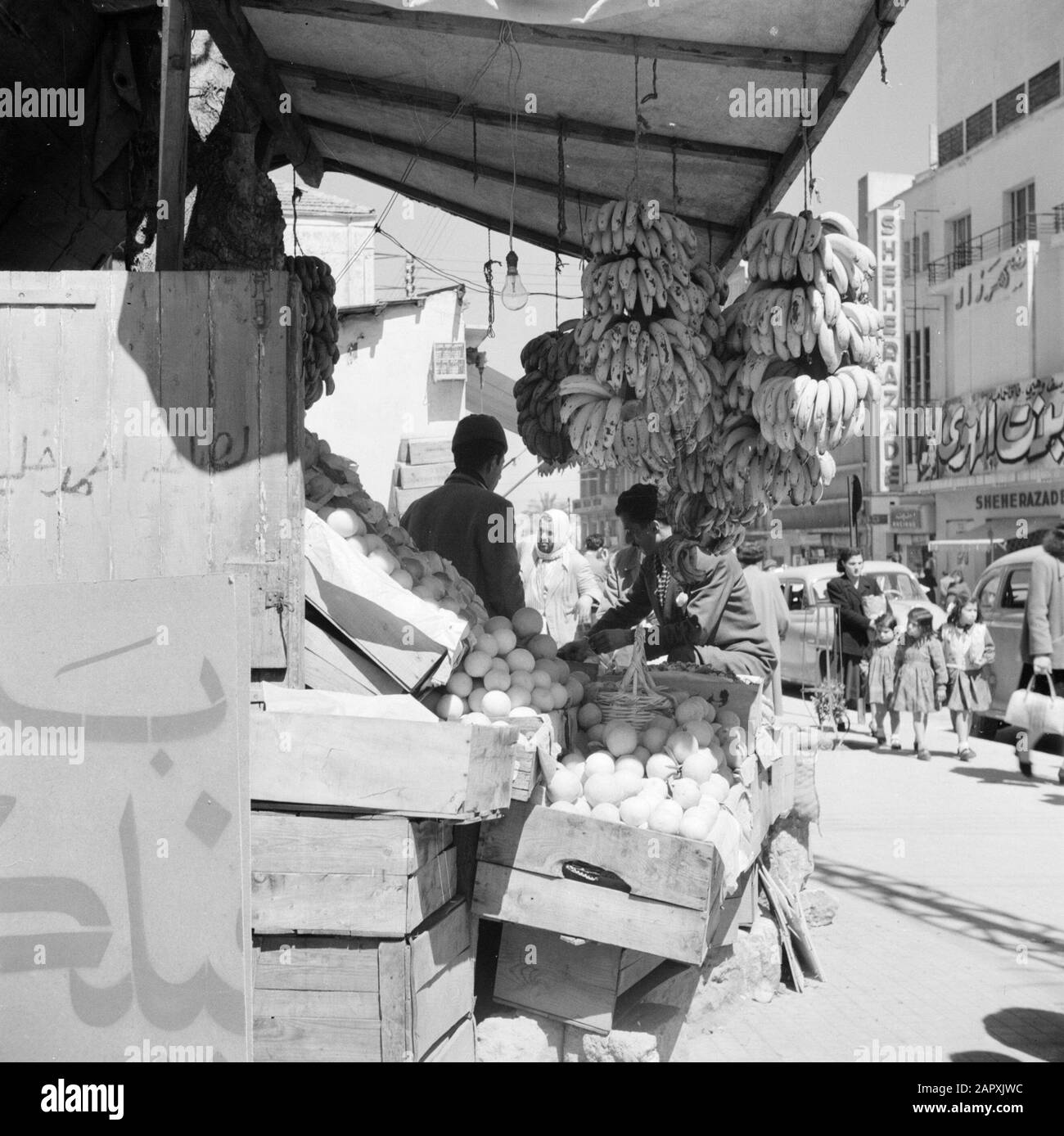 Middle East 1950-1955: Lebanon Street sales of fruits in Beirut Date ...