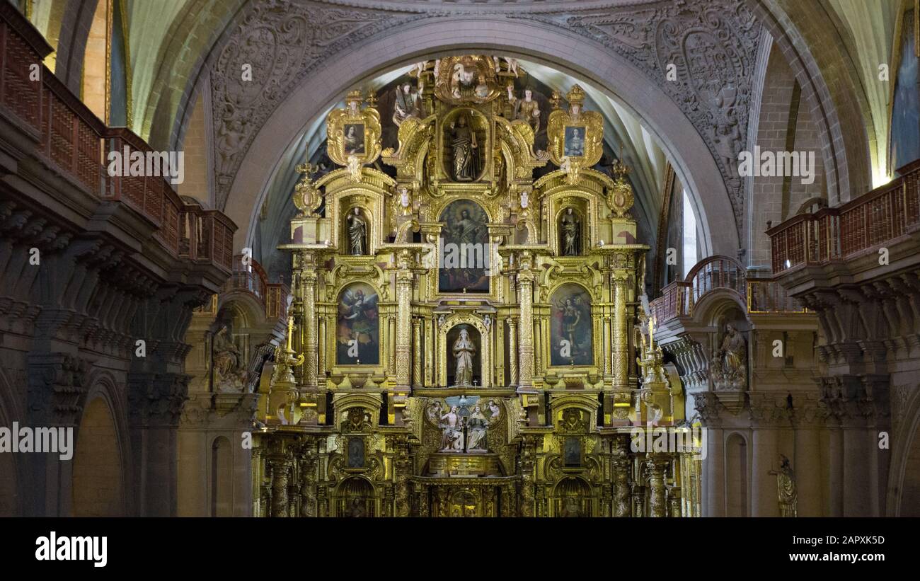 Altar of the church company of Jesus in main square of Cusco Peru Stock ...