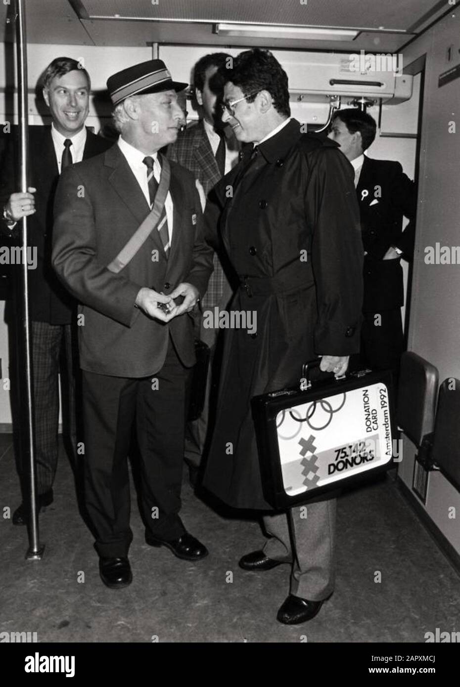 Mayor Ed van Thijn of Amsterdam at the train of the Dutch Olympic ...