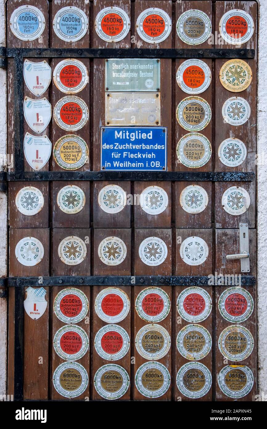 Barn door with many plaques hi-res stock photography and images - Alamy