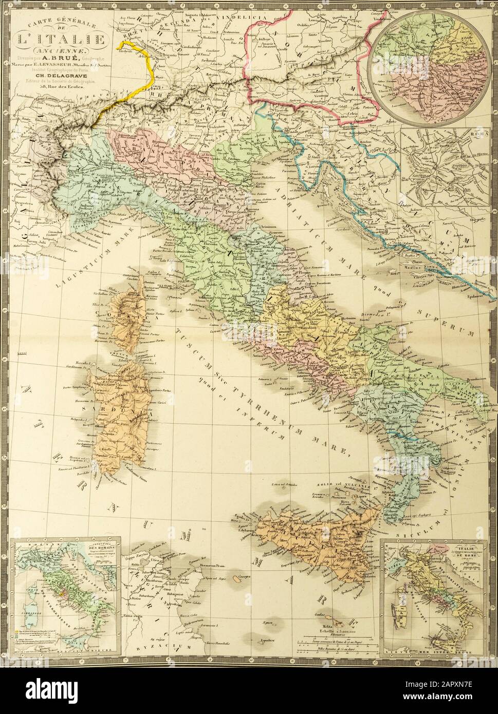 Historical map around 1874, Italy Stock Photo - Alamy