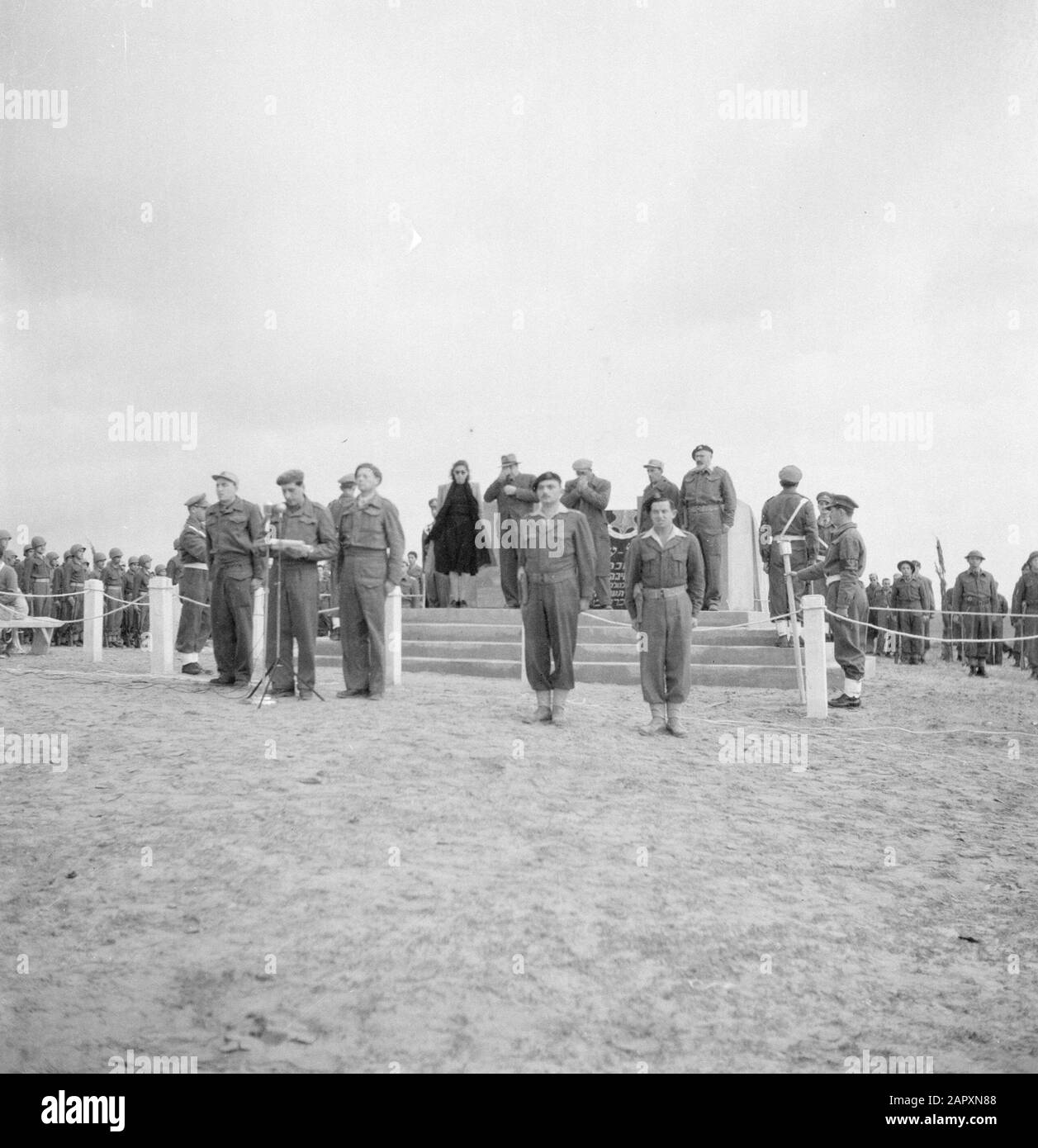 Israel 1948-1949 Speech of a soldier during the commemoration at a ...