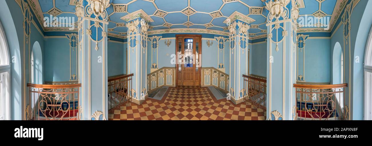 Entrance to residential building, Art Nouveau, Riga, Latvia Stock Photo ...