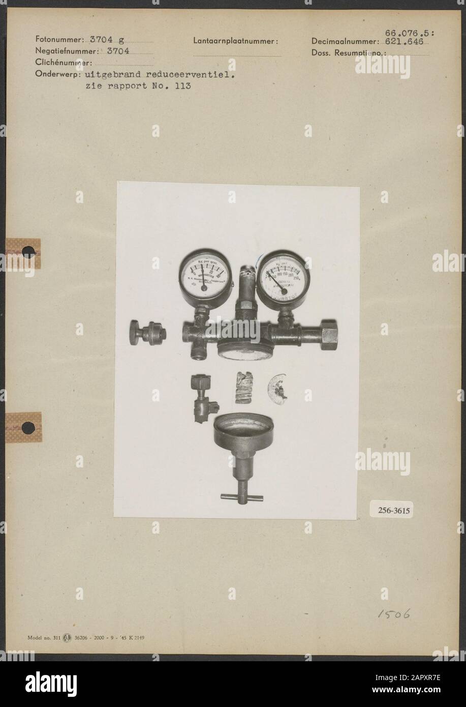 Burnt out reduction valve Date: July 1952 Keywords: reduction valves ...