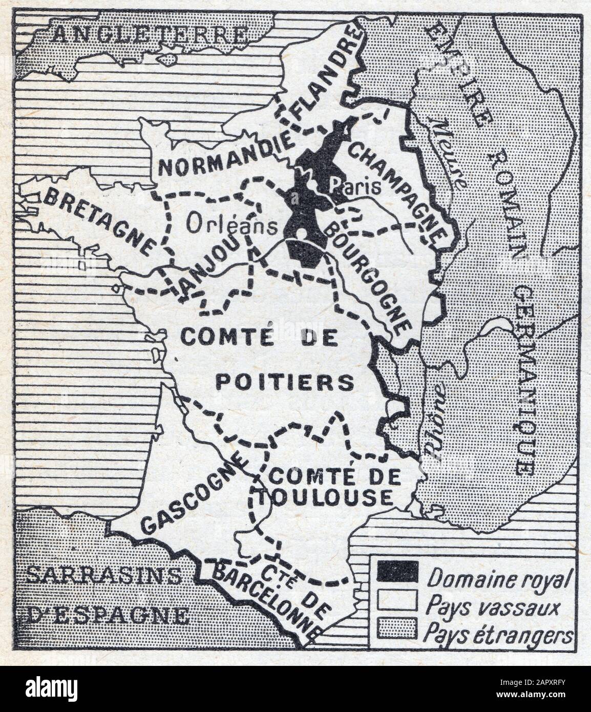 Carte du Royaume de France à l'avènement de Hugues Capet Stock Photo ...