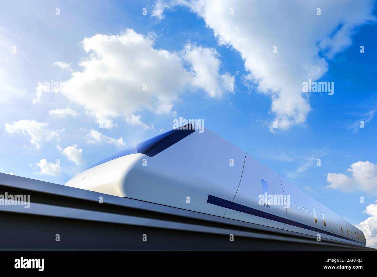 3d rendering high speed sky train with cityscape background Stock Photo ...