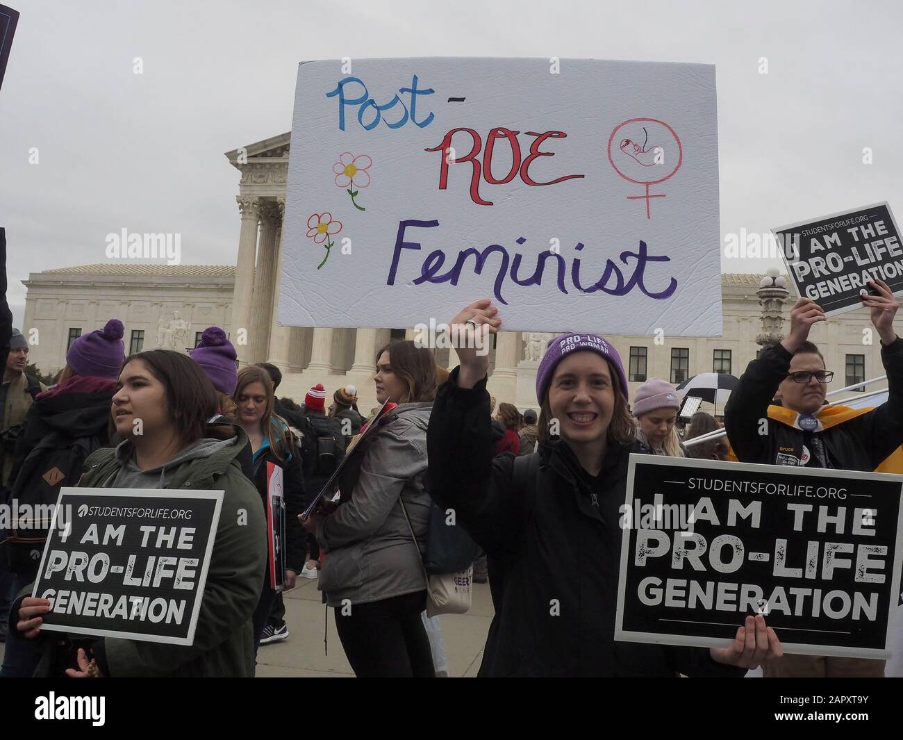 Washington DC, USA. 24th Jan, 2020. One young woman held a 'Post-Roe ...