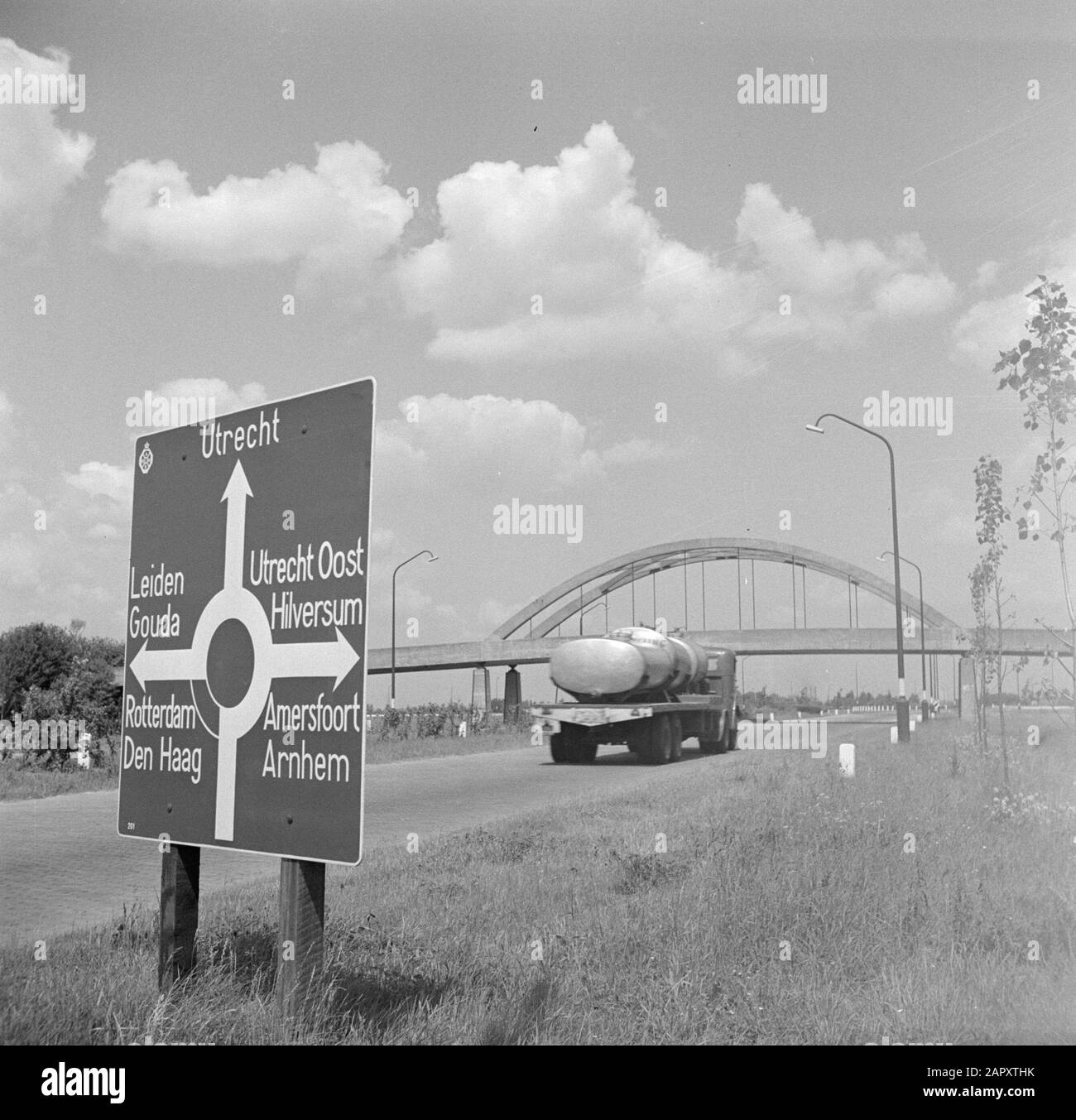 Traffic roads and bridges in the Netherlands Traffic sign near Utrecht ...