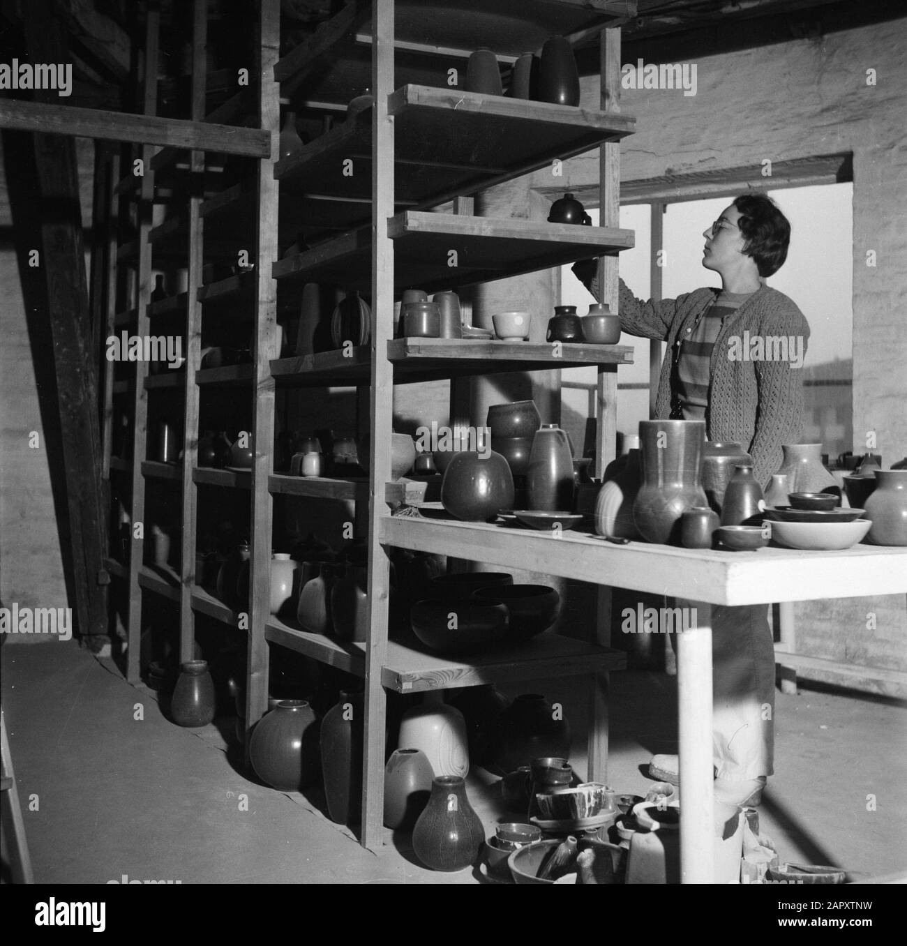 Pottery Saxbo Presumably Eva Staer-Nielsen at a stand with ceramic ...