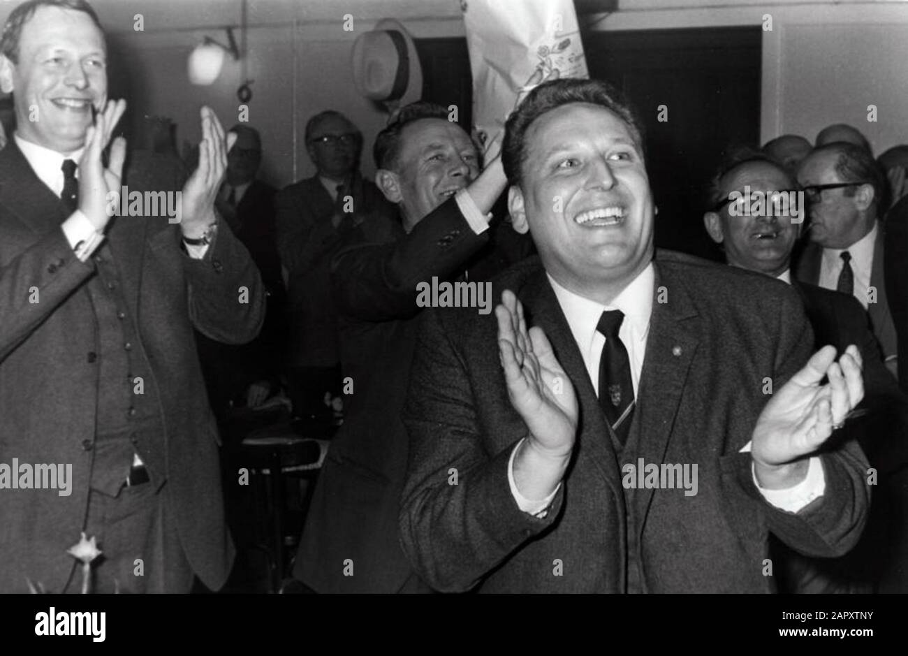N. Verlaan of the Peasant Party during a member meeting. Barneveld ...