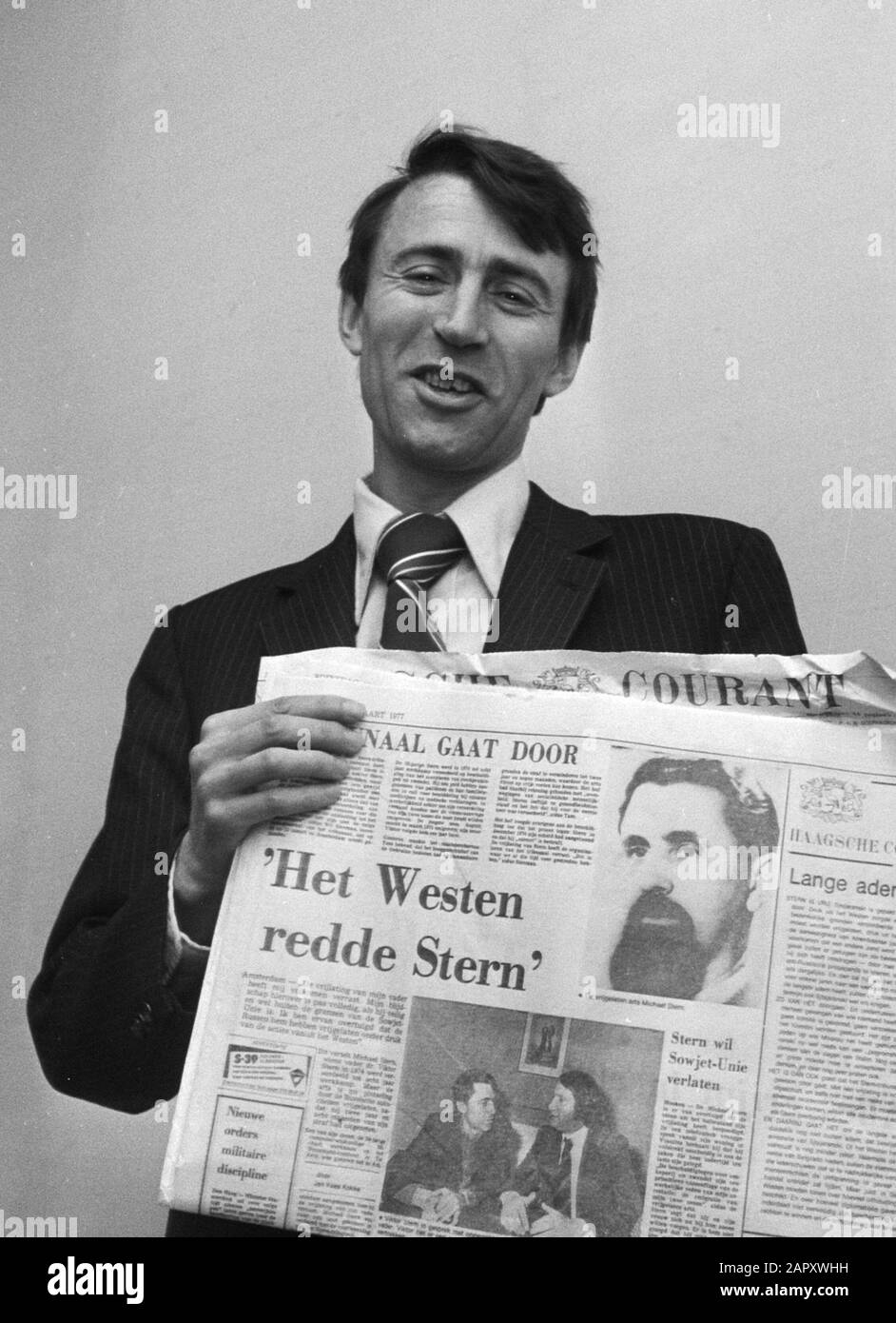 Victor Stern (son of Russian doctor Mikhail Stern) with a newspaper ...