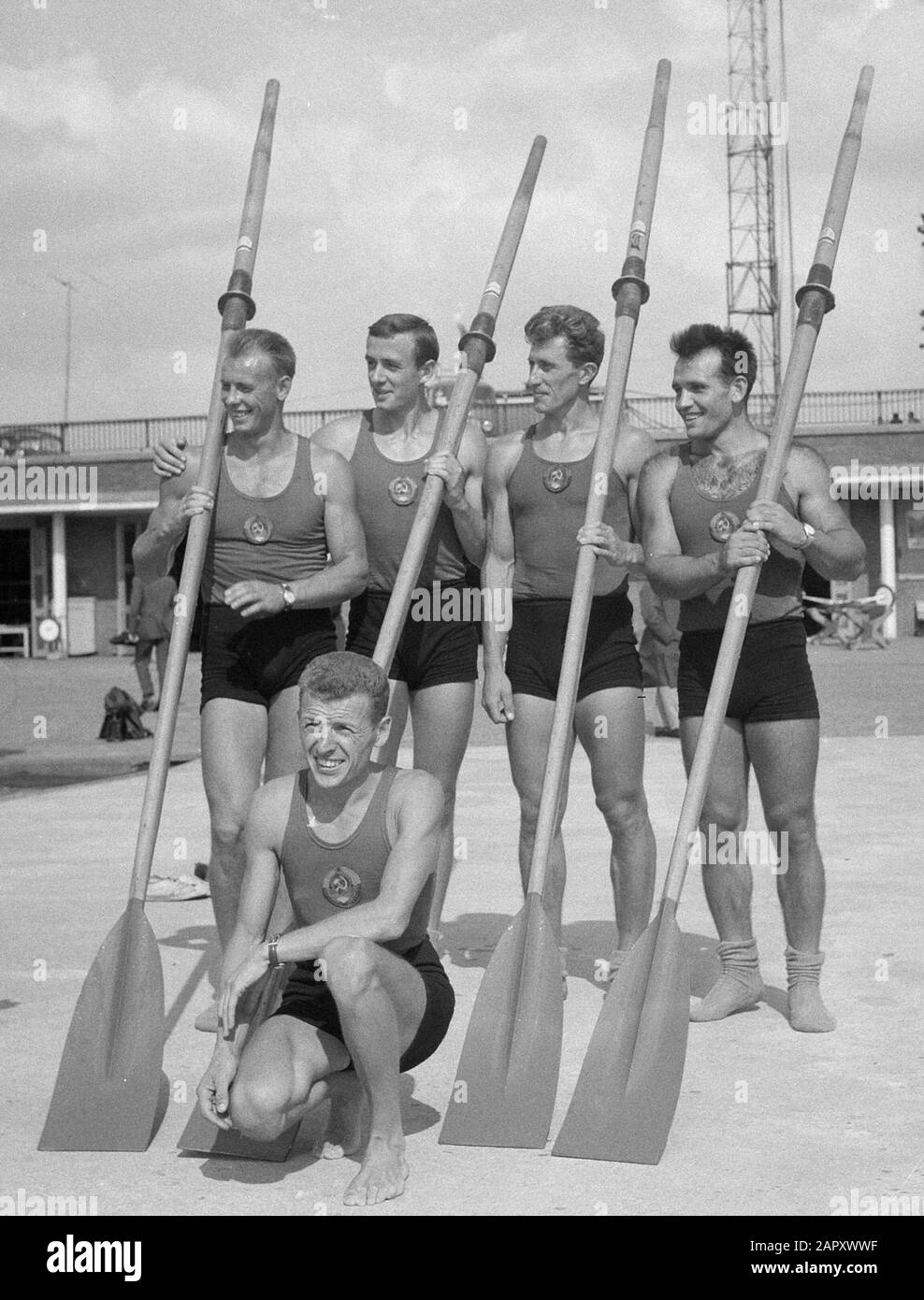European rowing championships Bosbaan, Russia four with (pose Stock ...