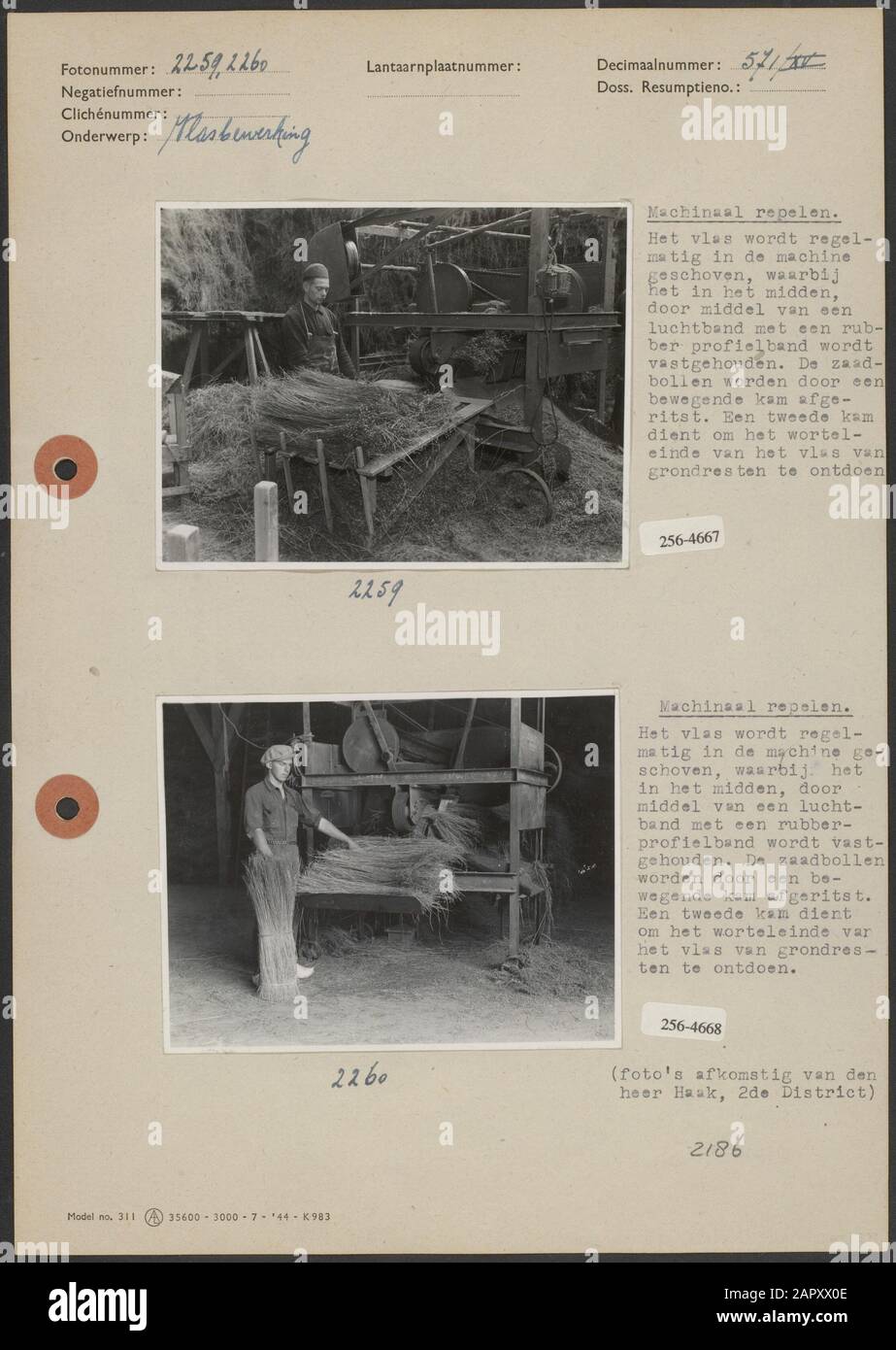 Flax processing Photo 1: Flax processing; machine repelling; the flax ...