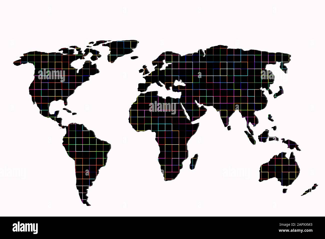 Roughly outlined world map with a colorful background patterns Stock ...