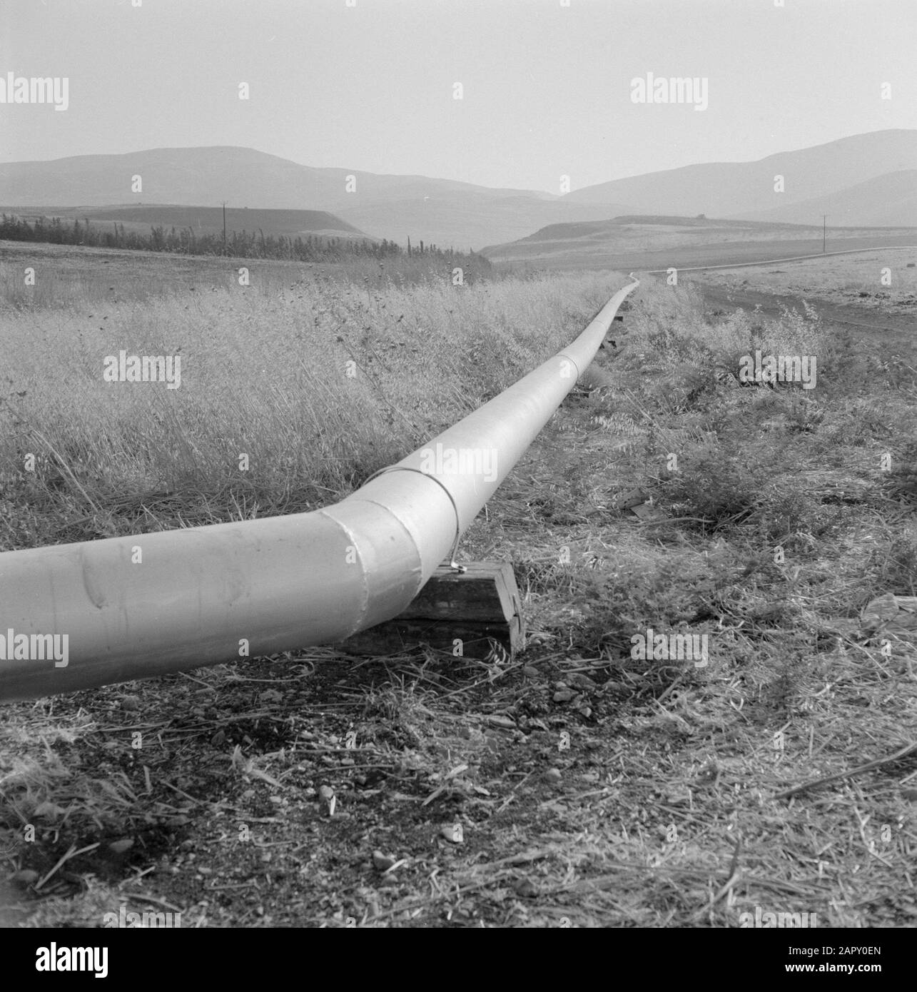 Israel: Huleh Water pipes of an irrigation plant in a valley Date ...