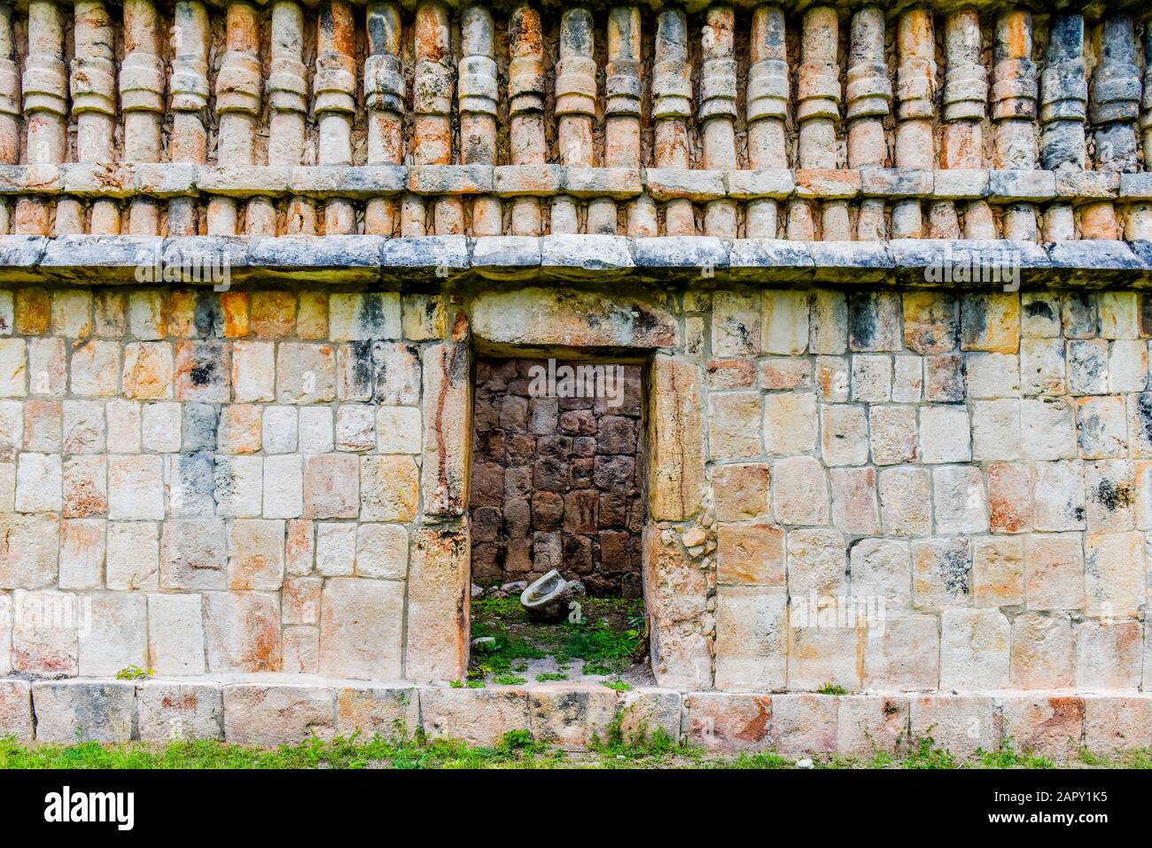 Detail of The Great Palace of Sayil, Mayan ruins, Puuc region, Yucatan ...