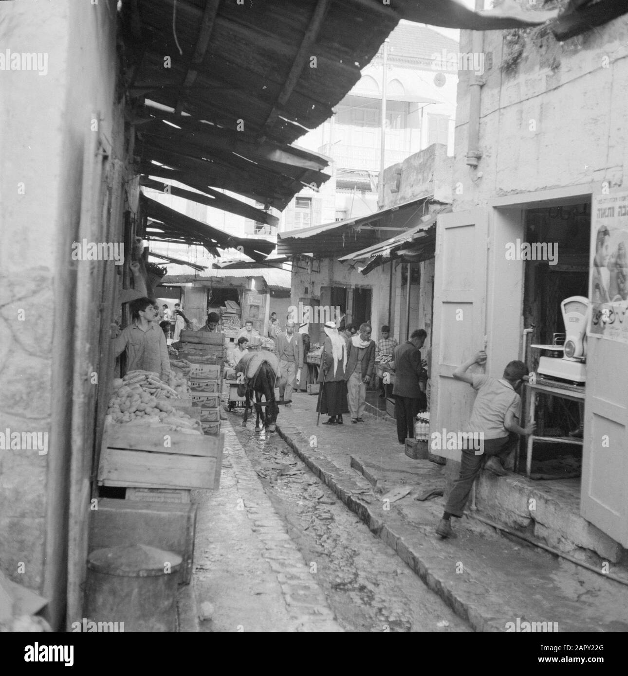 Israel: Nazareth Shopping street with shoppers, merchants and a loaded ...