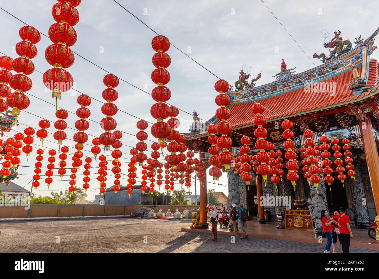 Red lanterns for celebration of Chinese Lunar New Year in Vihara Satya ...