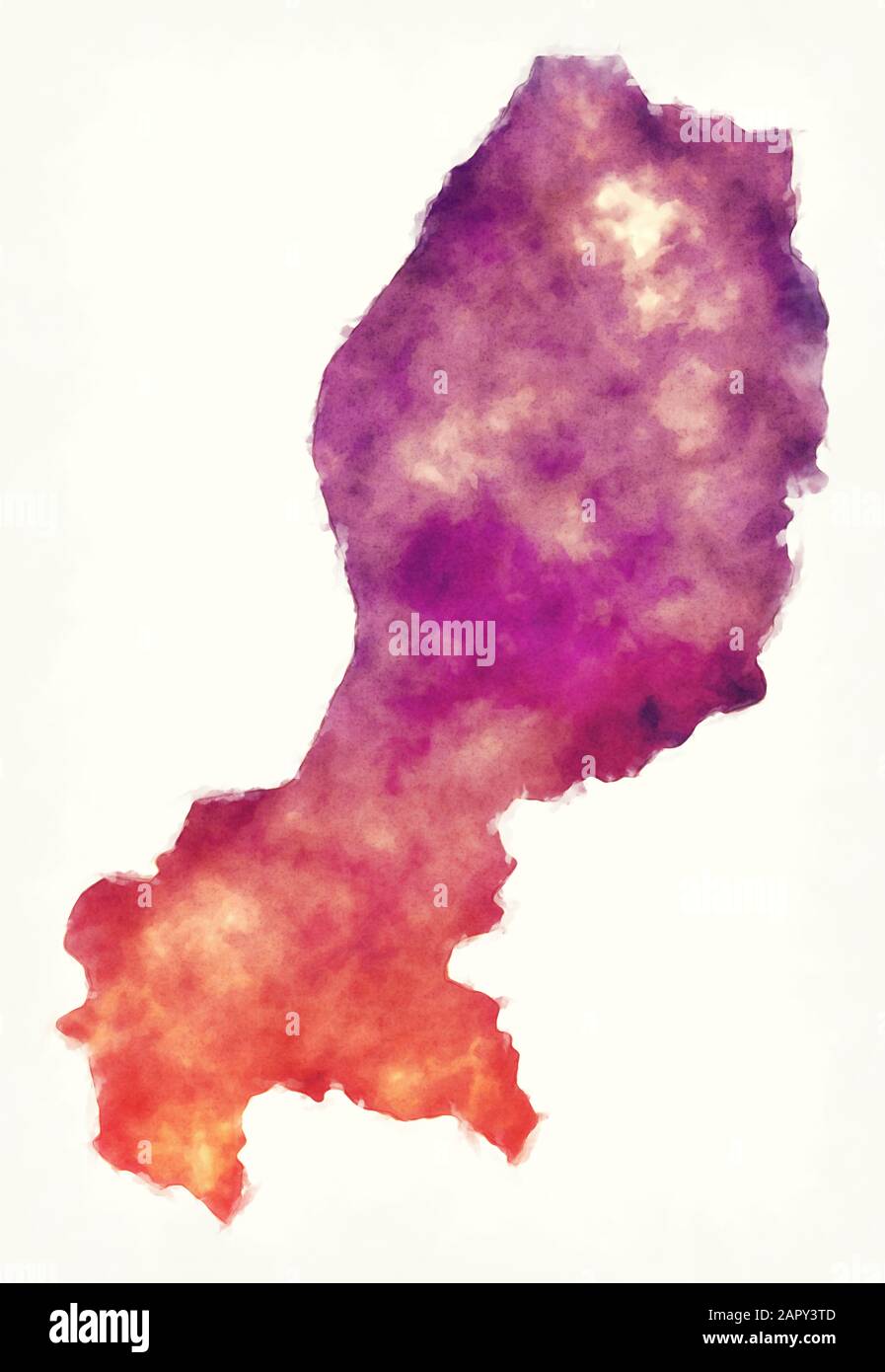 Western Rwanda region watercolor map illustration Stock Photo - Alamy