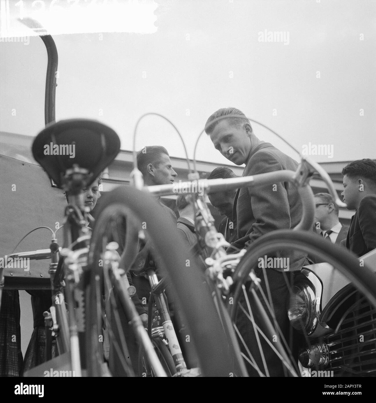 Departure Tour de France team to France. Piet Damen (left) and (right ...