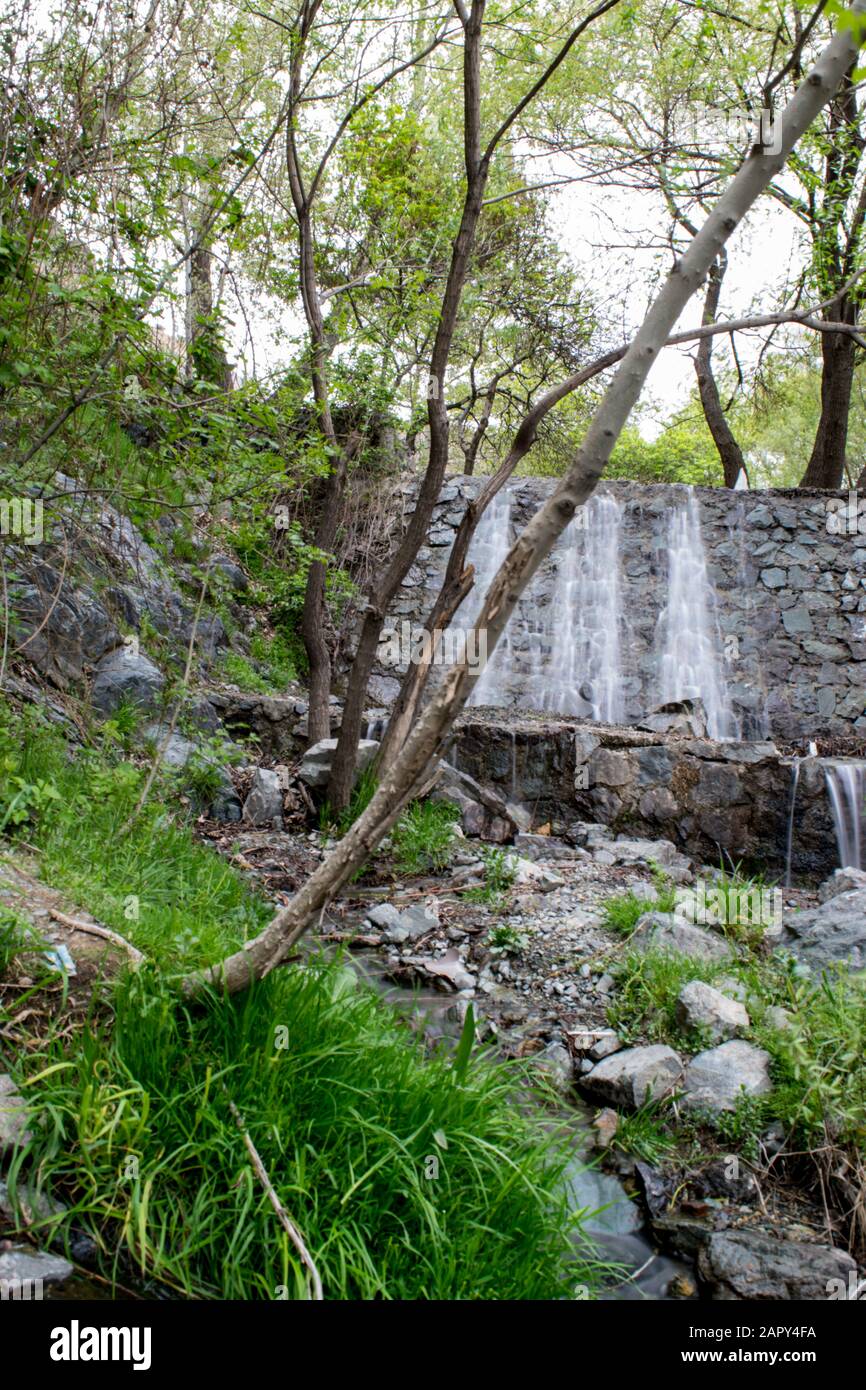 long exposure photography of artificial waterfall on the path of golab ...