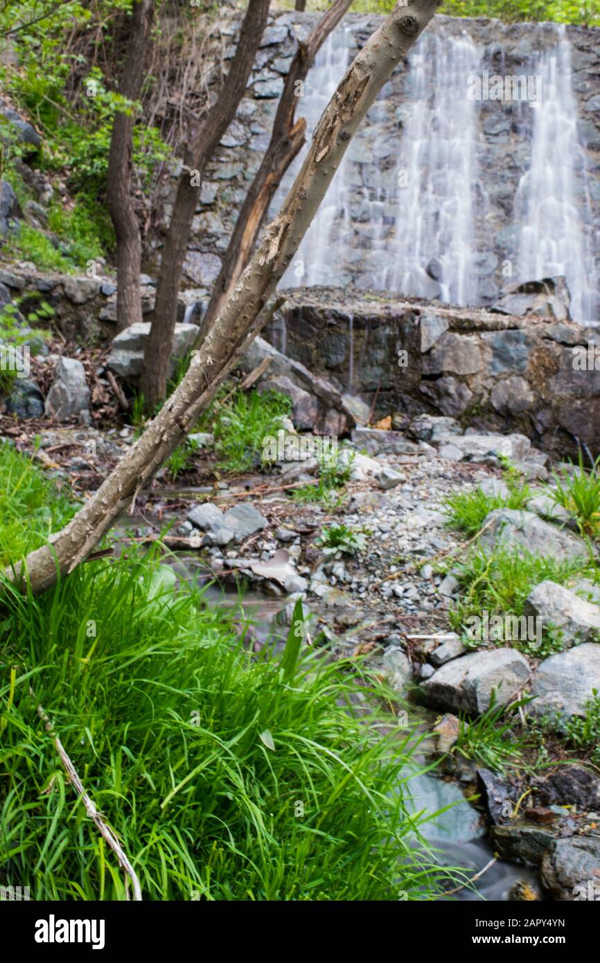 long exposure photography of artificial waterfall on the path of golab ...