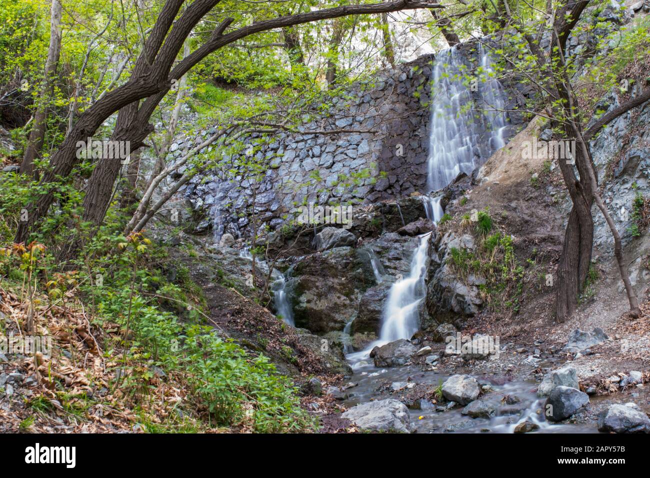 long exposure photography of artificial waterfall on the path of golab ...