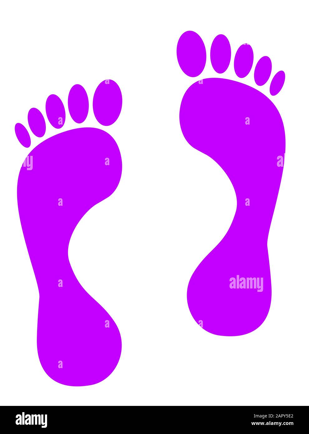 Violet footprints against white background, illustration Stock Photo ...