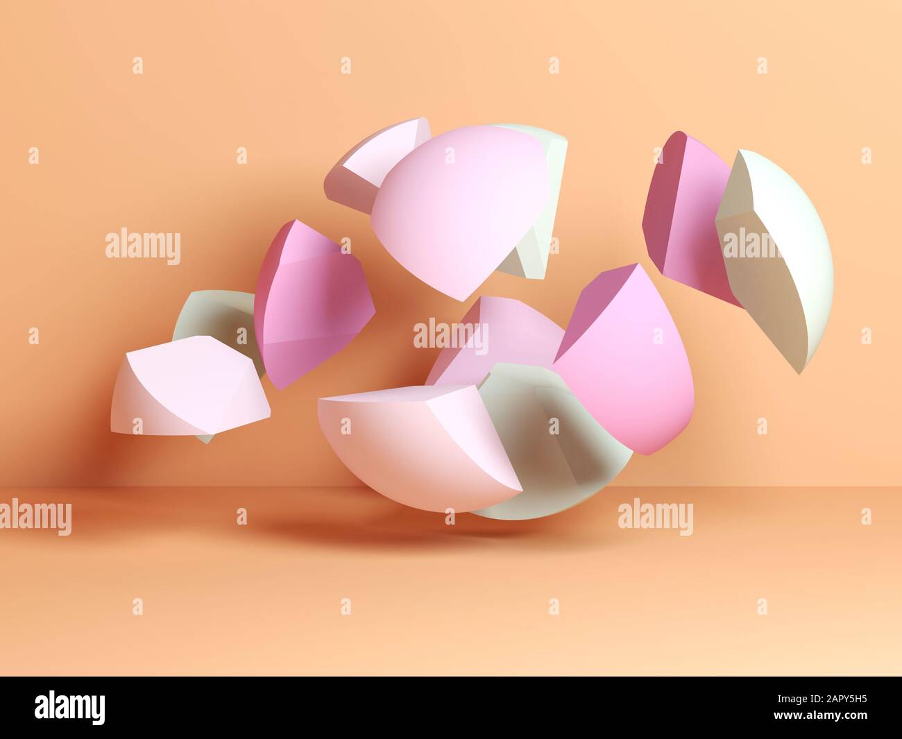 Abstract digital background with colorful fragments of broken sphere in ...