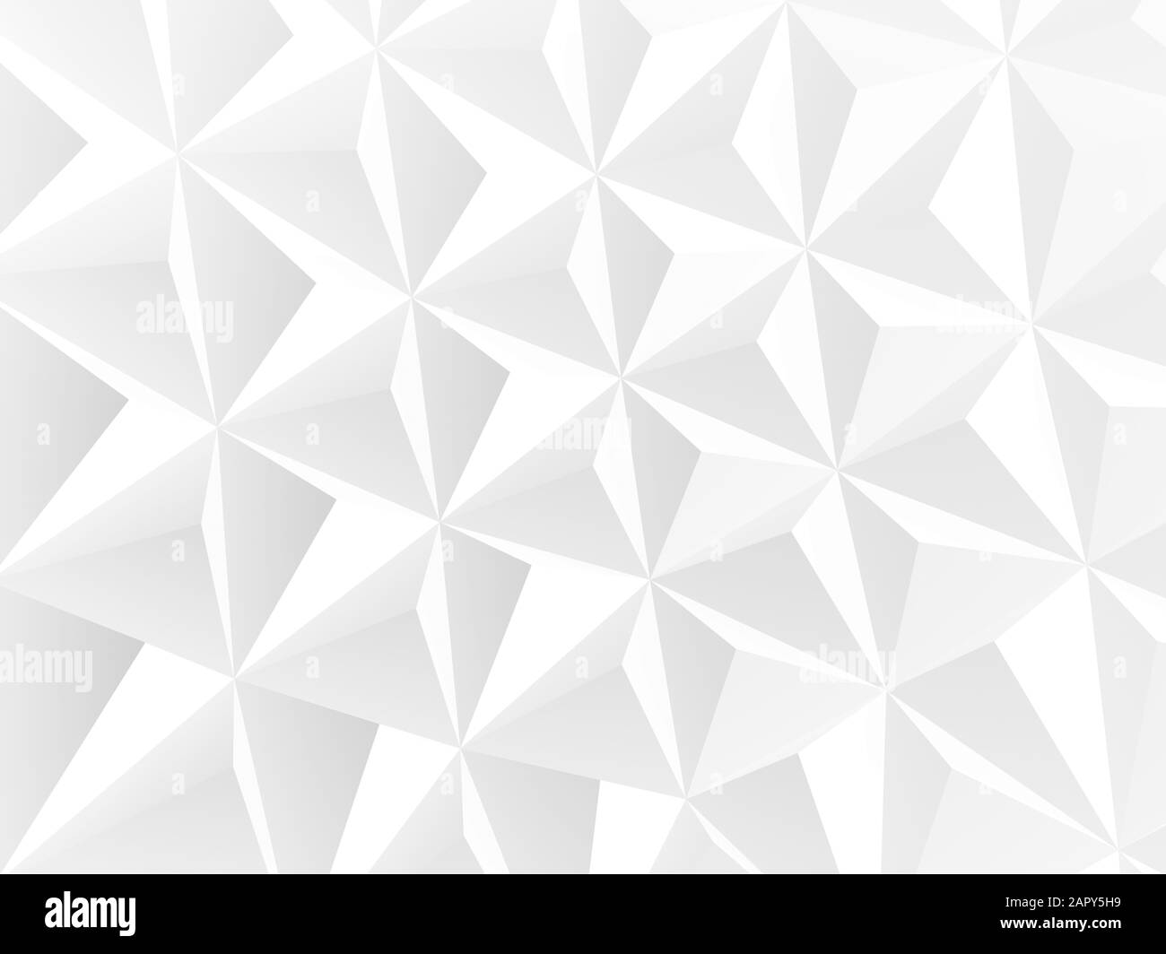 Abstract white polygonal pattern, background texture with low-poly triangular surface relief. 3d ...