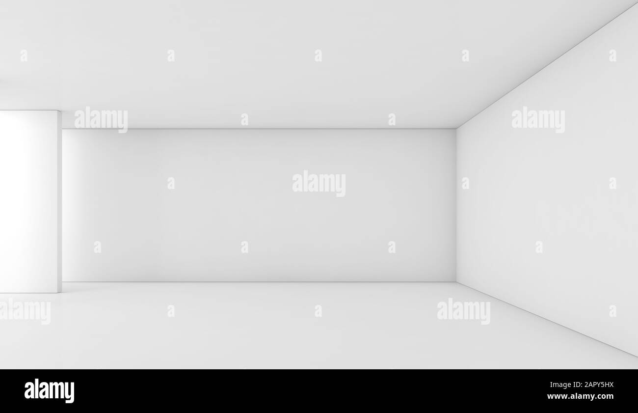 Abstract empty white interior, perspective view, minimal architecture ...