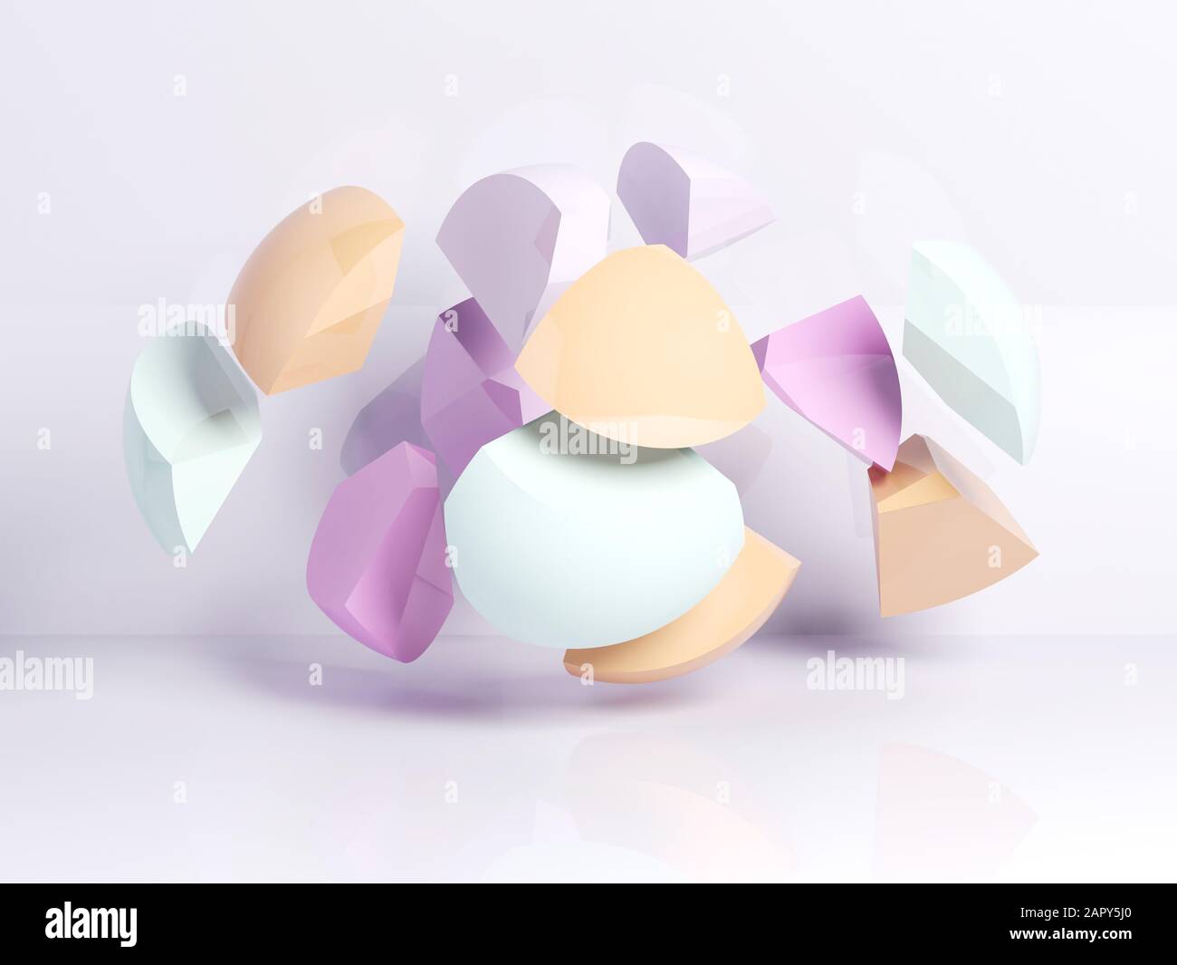 Abstract cg background with colorful fragments of broken sphere in ...