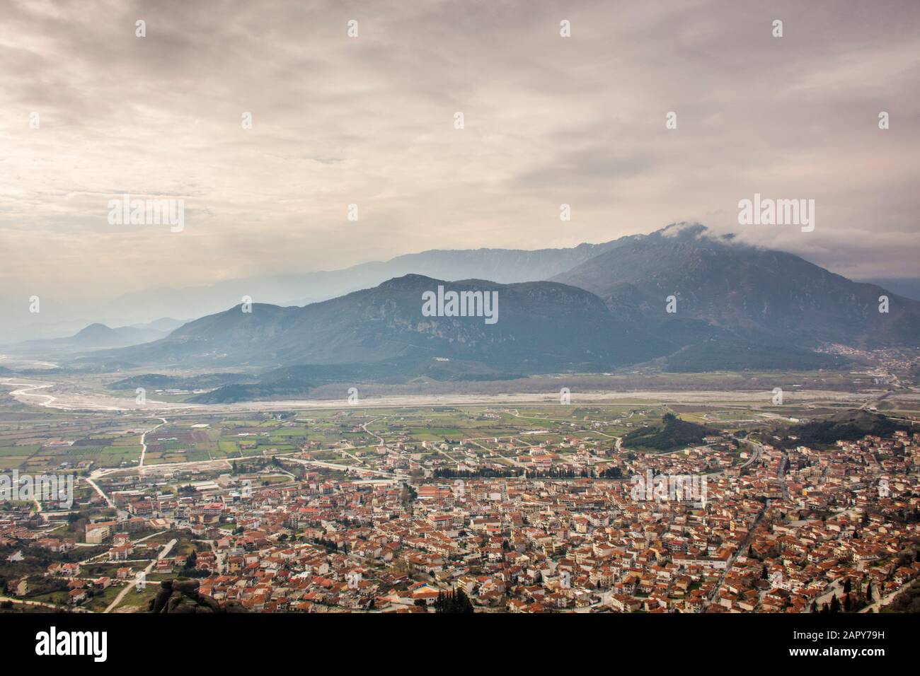 View of Kalabaka town from Meteora,Greece Stock Photo - Alamy