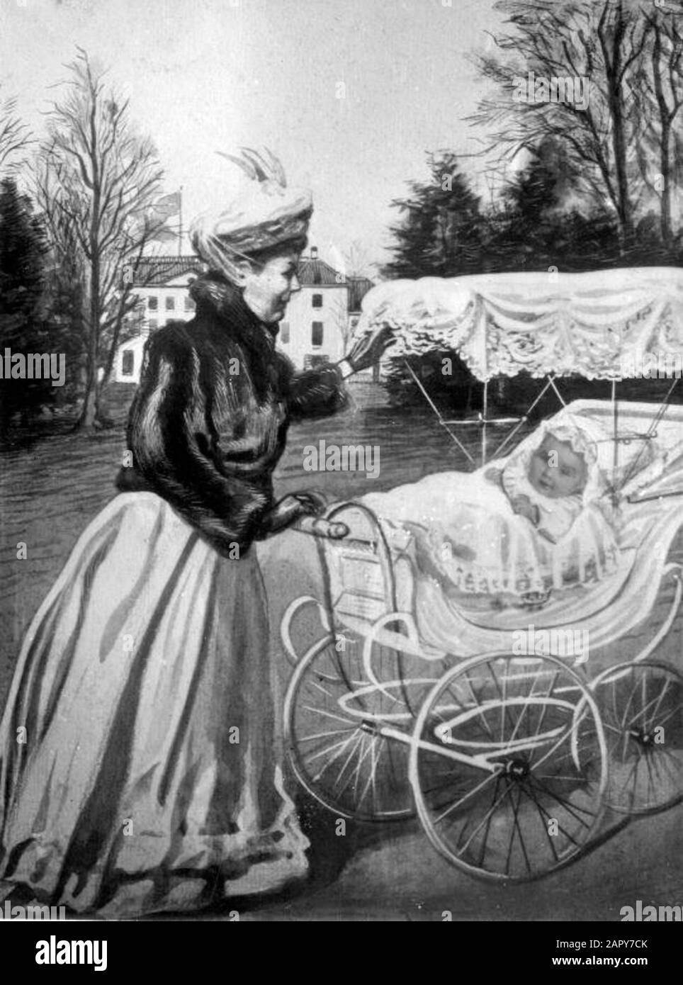 Edited 1909 photo of Queen Wilhelmina and Princess Juliana during a ...