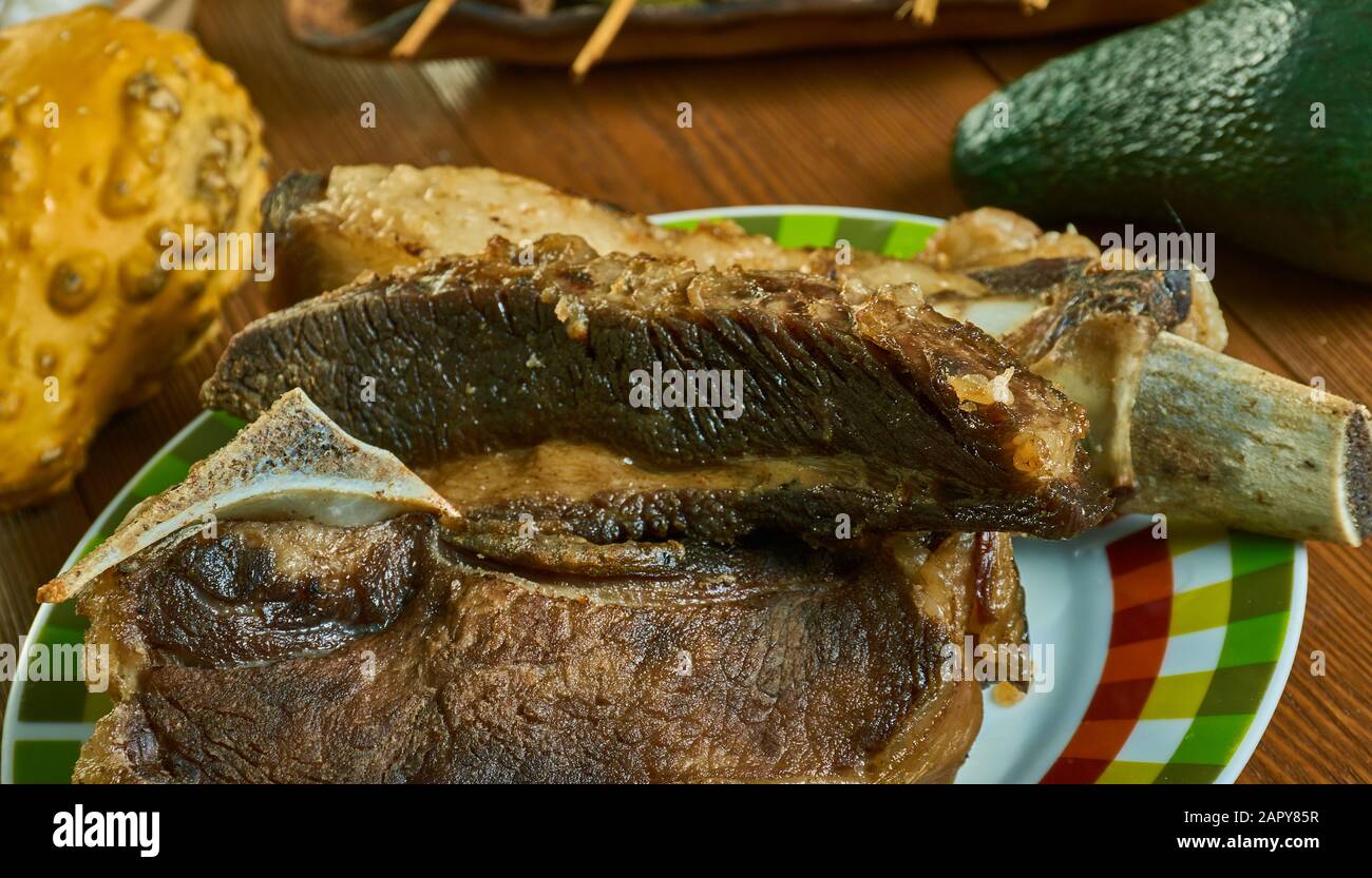Nyama Choma, barbecued meat, meat is usually goat or beef, served ...