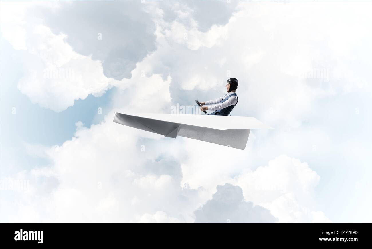 Aviator having fun in aircraft Stock Photo - Alamy