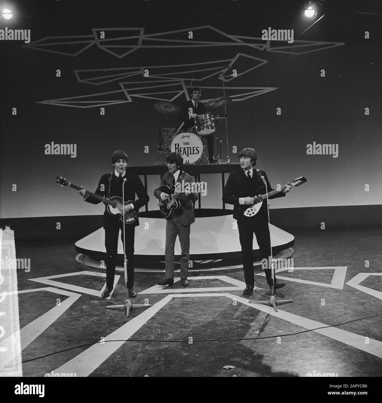 Television performance of The Beatles in Treslong at Hillegom [vlnr ...