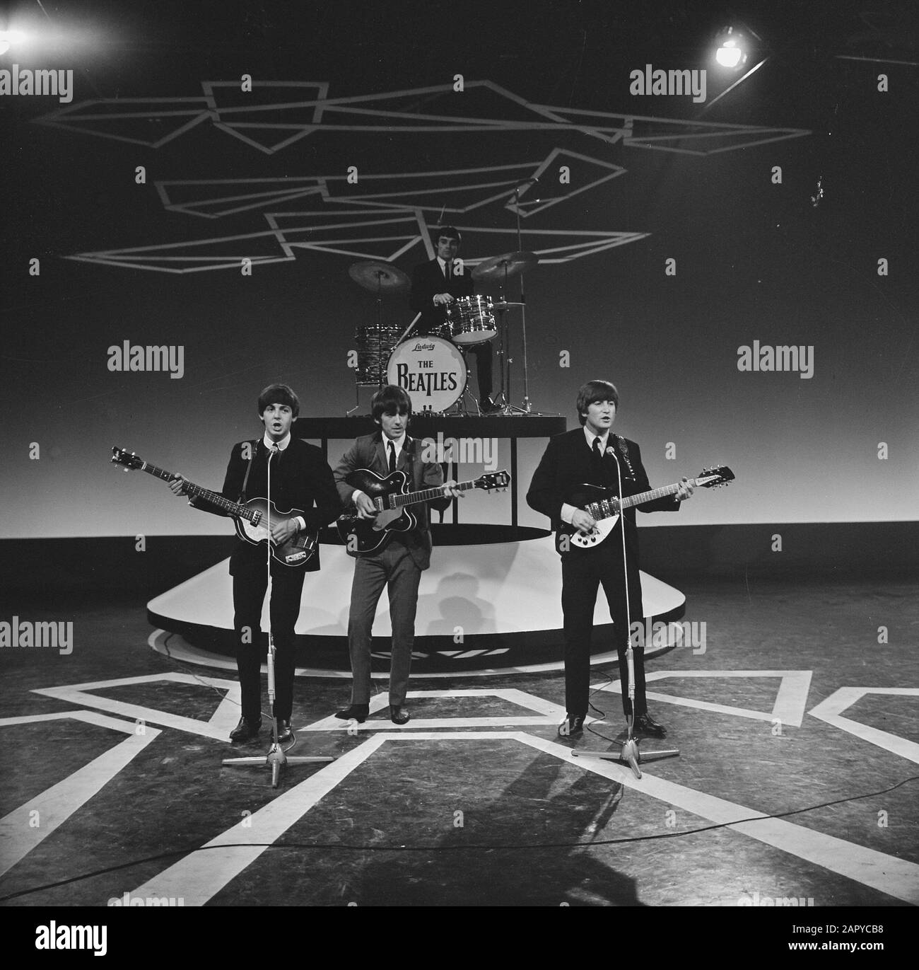 Television performance of The Beatles in Treslong at Hillegom [vlnr ...