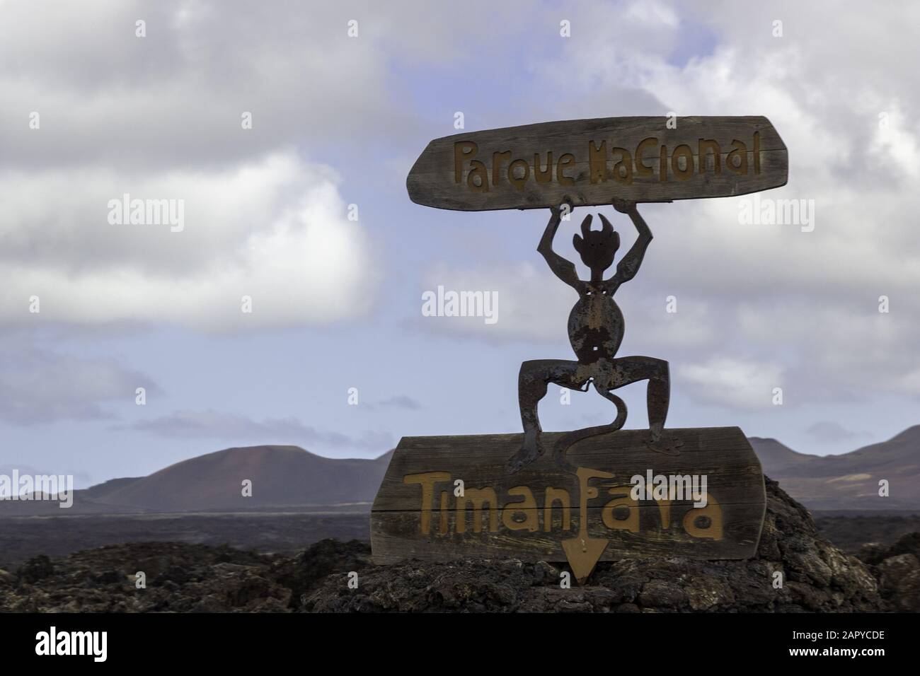 TIMANFAYA, SPAIN - Apr 01, 2019: Parque nacional de Timanfaya ...